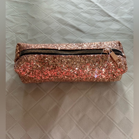 Bags | Gold Glitter Pencilmakeup Case | Poshmark